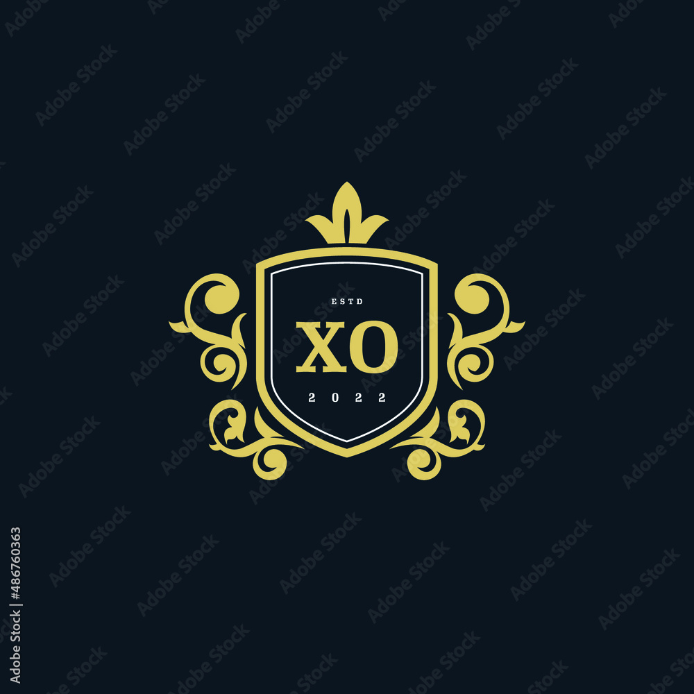 Letter Initial XO with Royal Template. luxury gold vector logo design ...