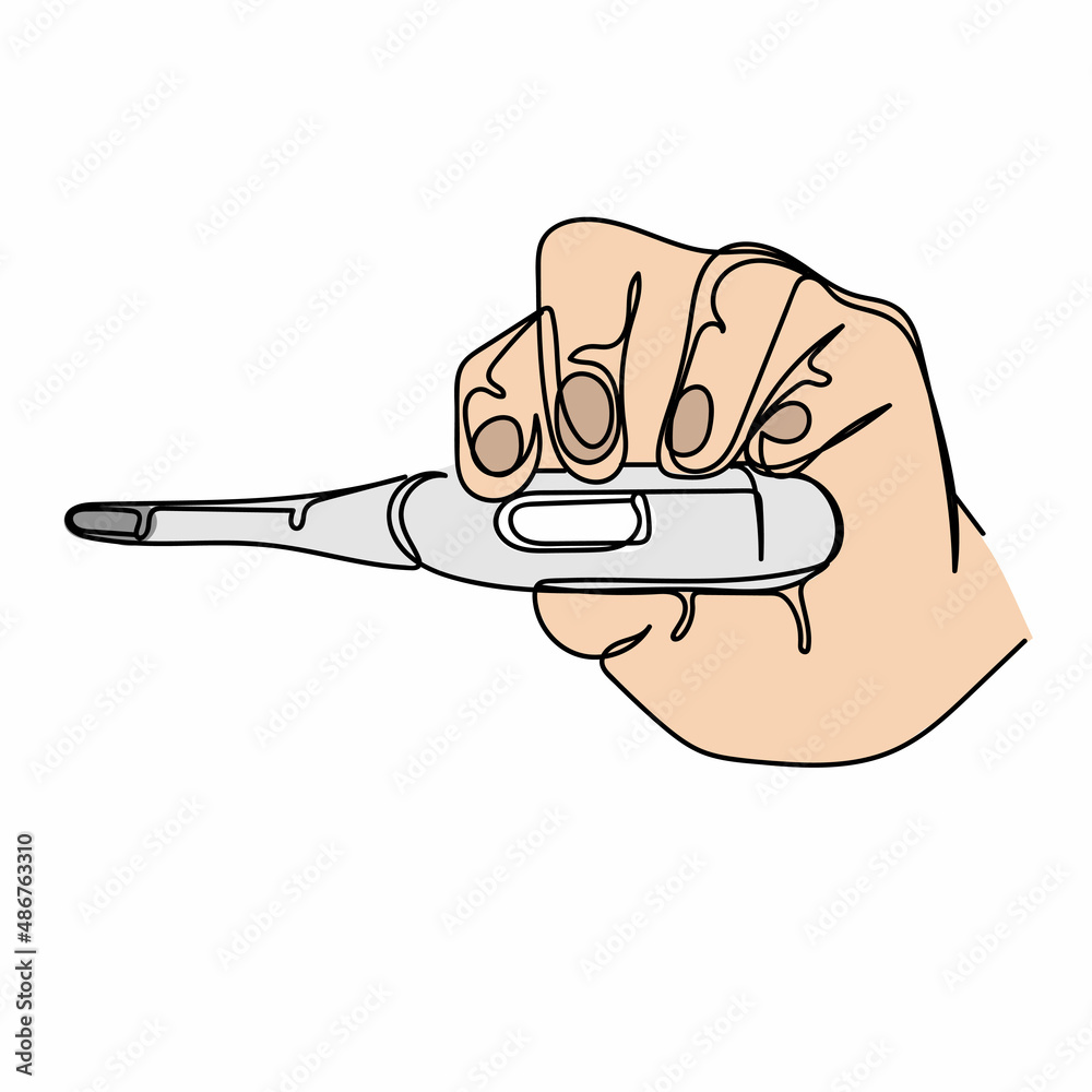 Continuous one simple single line drawing of hand holding electronic ...