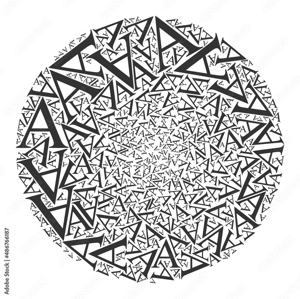 Alpha Greek letter symbols are combined into round collection. Alpha ...