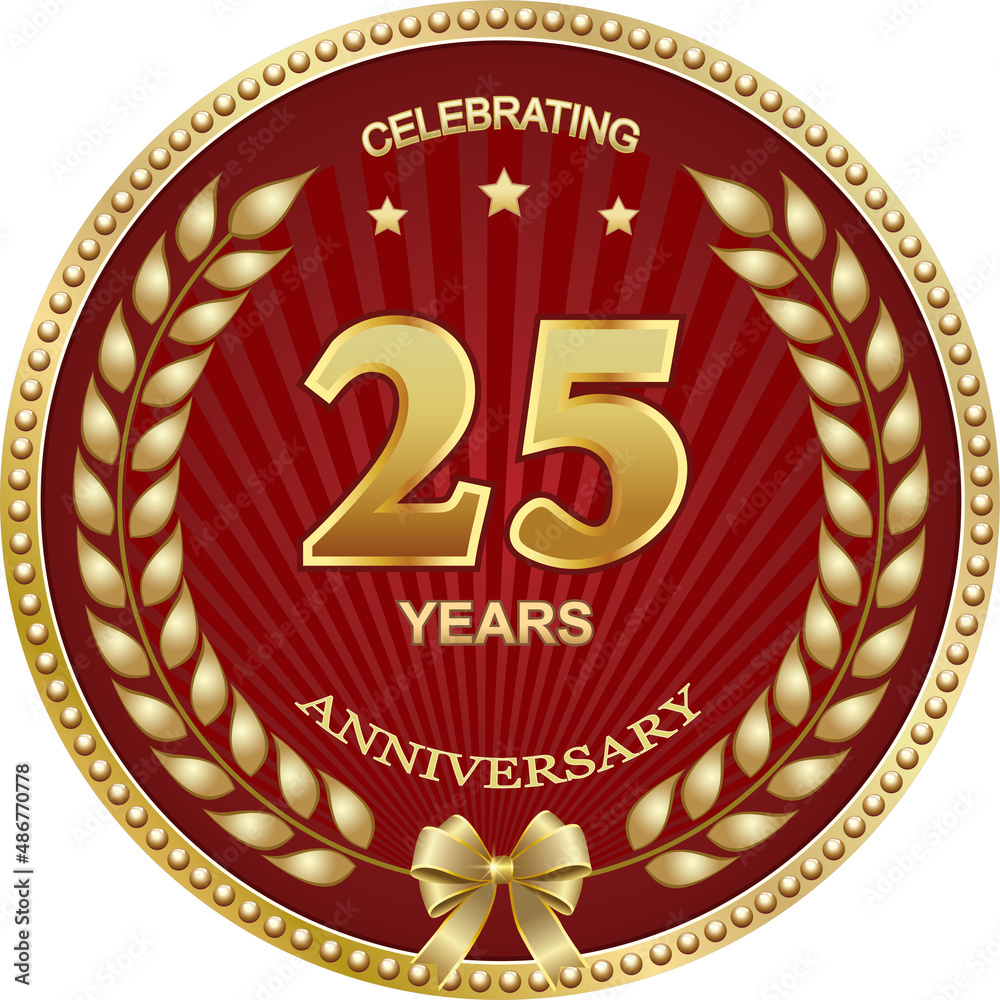 25th anniversary celebration, logo vector design, greeting card with ...