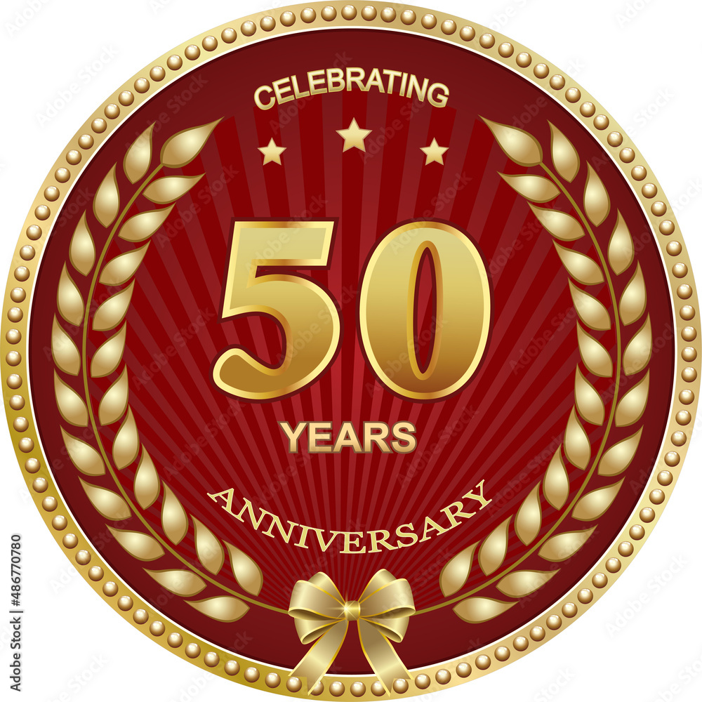 50th anniversary celebration, logo vector design, greeting card with ...
