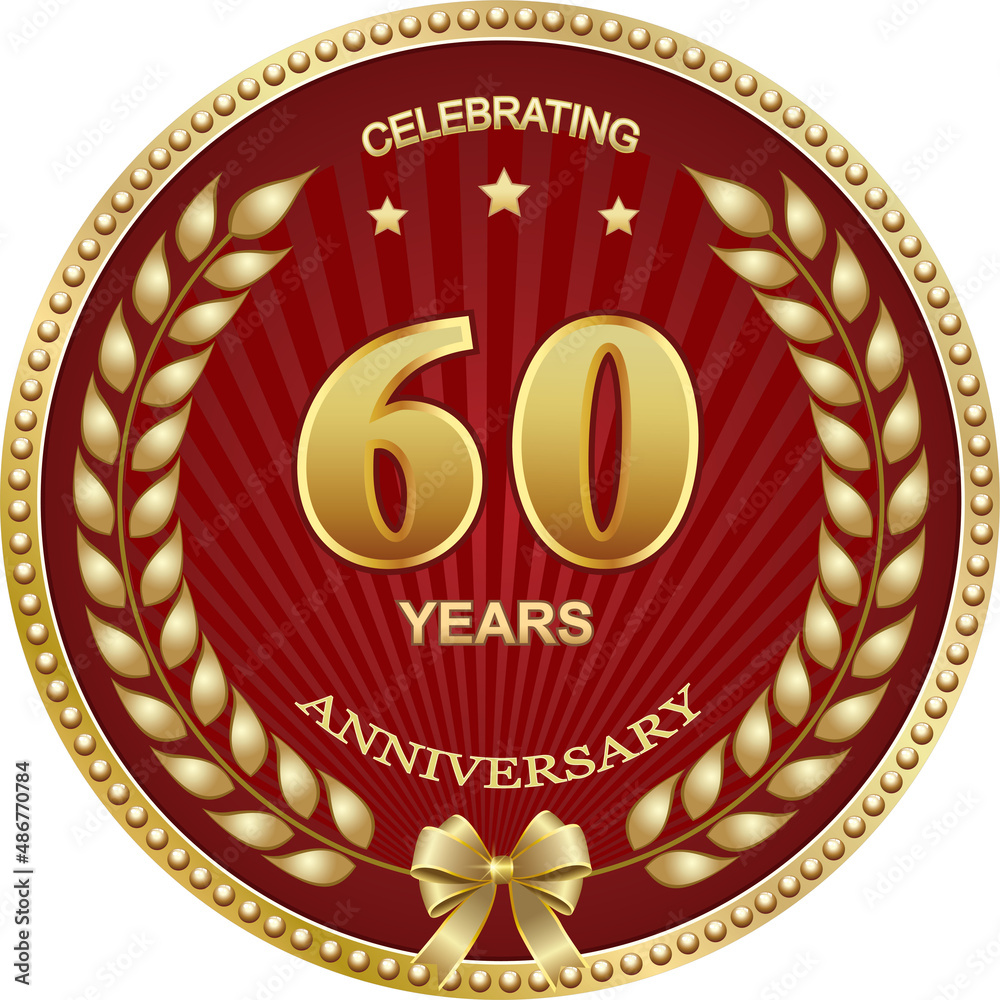 60th anniversary celebration logo vector design, greeting card with ...