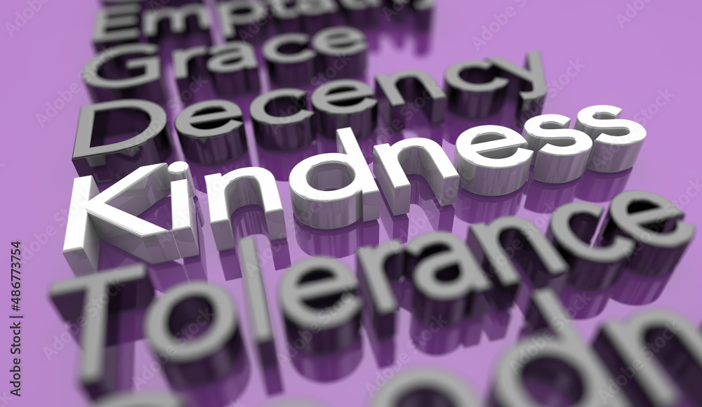 Kindness Tolerance Empathy Grace Decency Words Background 3d ...