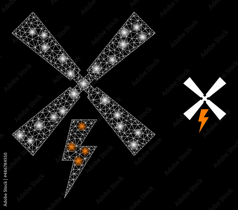 Wind electric generation icon and constellation mesh net wind electric ...