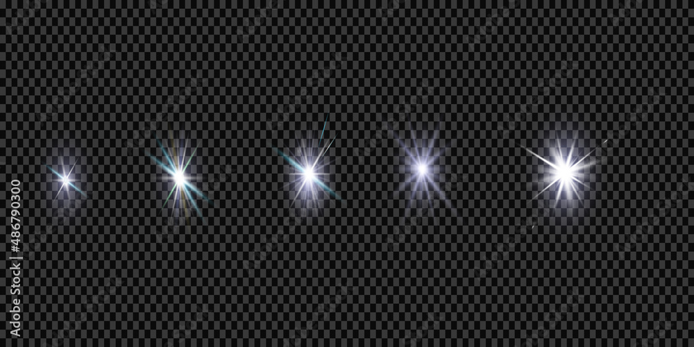 Glowing flash. Sparkling light effects of lens flare with colorful ...