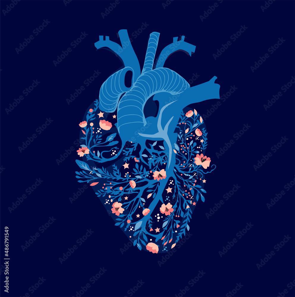 Floral heart anatomy shaped. Vector illustration Stock Vector | Adobe Stock