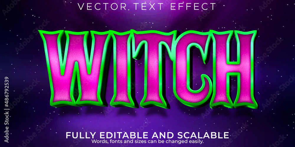 Witch horror text effect, editable magic and halloween text style Stock ...