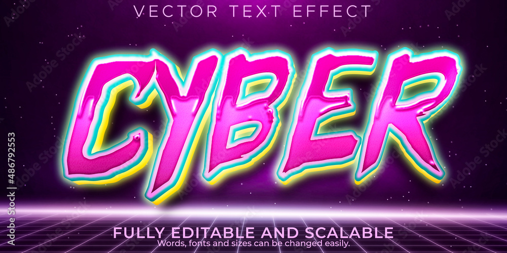 Cyber text effect, editable future and neon text style Stock Vector ...