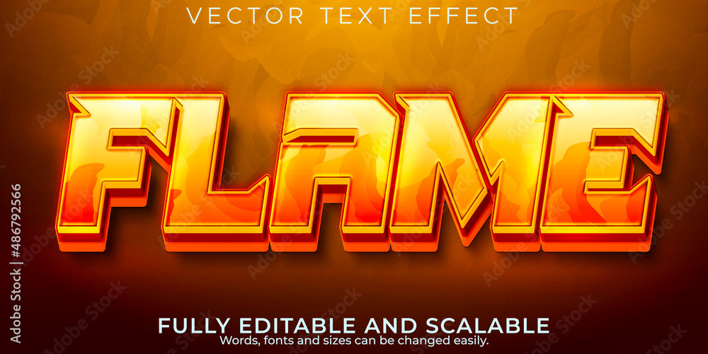 Editable text effect flame, 3d fire and hot font style Stock Vector ...