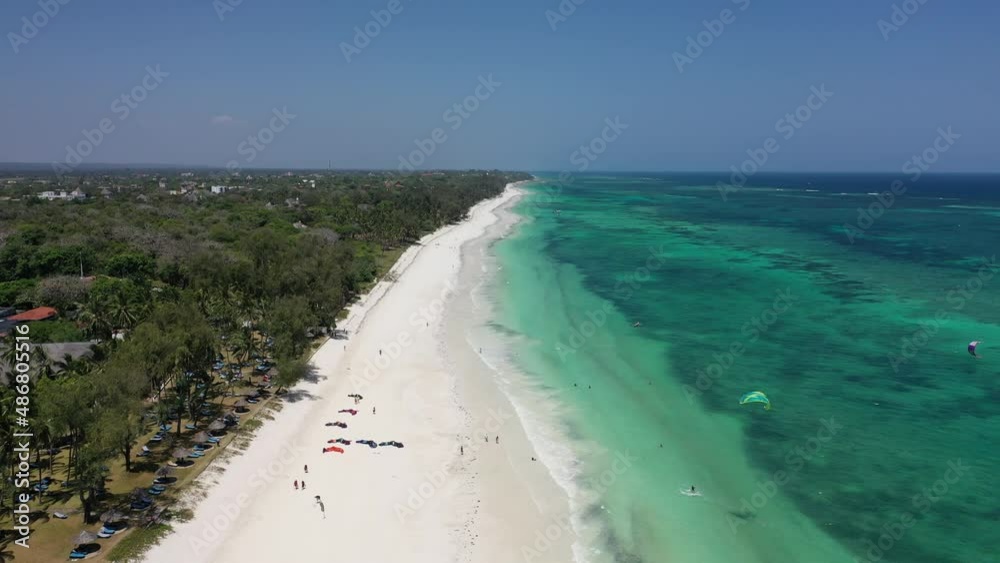 African Coastline Diani beach Drone landscape Kenya Sea aerial 4k waves ...