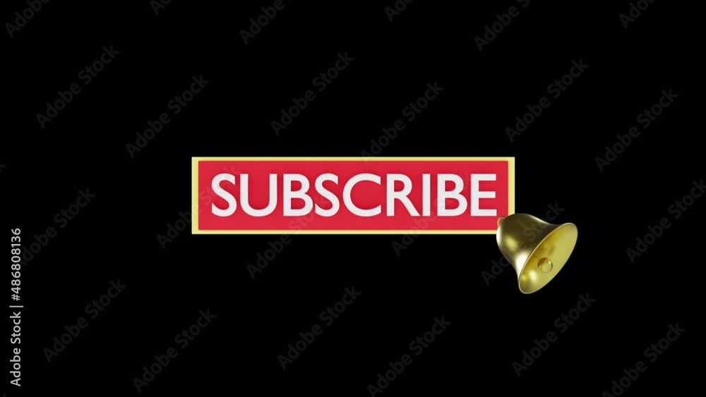 3D Rendering Golden Realistic Bell 3D illustration Subscribe button on ...