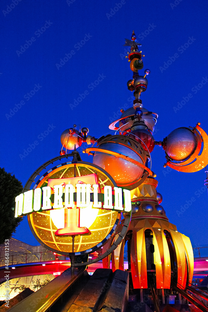 ANAHEIM,CA/USA - Nov 27,2010 : A scene of "Astro Orbiter" floating in ...