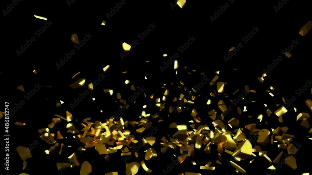 Golden dollar sign falling and exploding on transparent alpha channel ...
