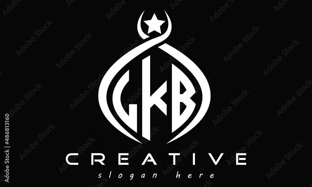 LKB three letters monogram curved oval initial logo design, minimalist ...