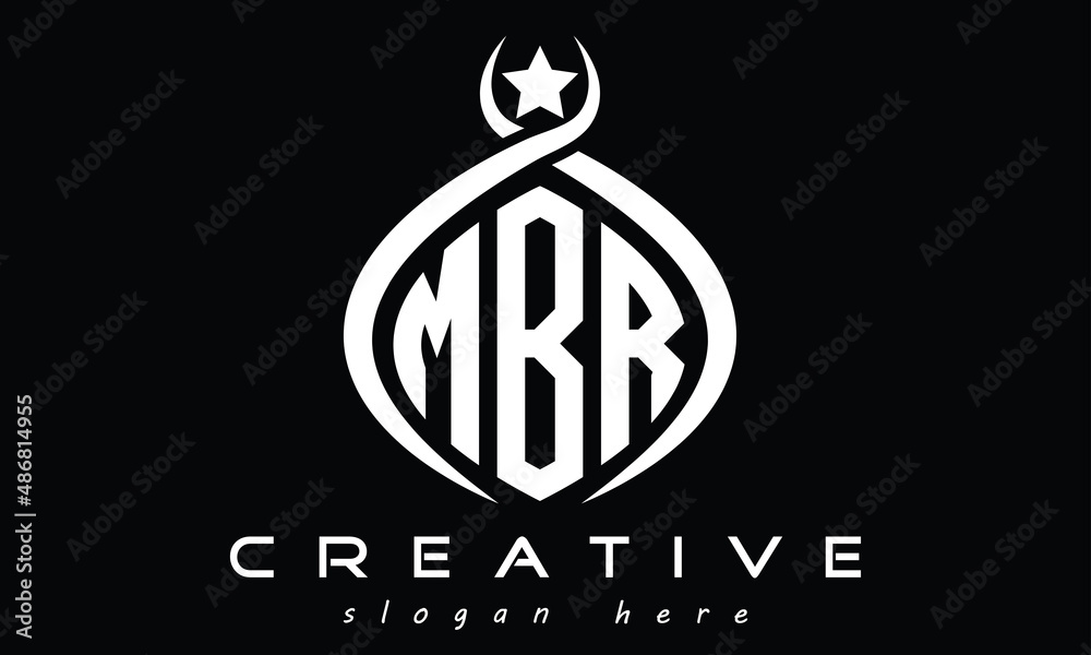 MBR three letters monogram curved oval initial logo design, minimalist ...