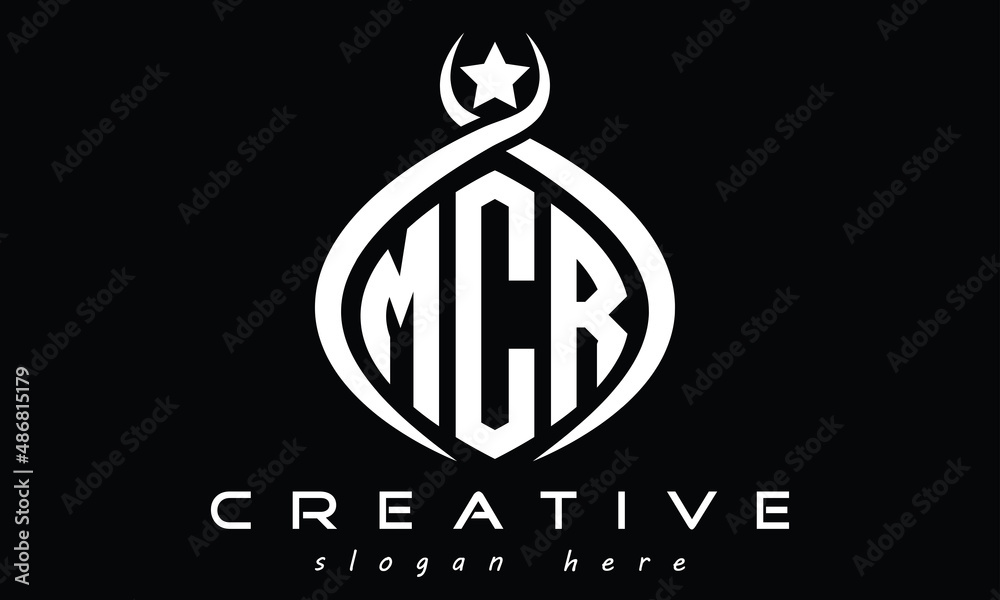 MCR three letters monogram curved oval initial logo design, minimalist ...