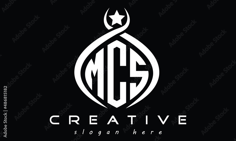 MCS three letters monogram curved oval initial logo design, minimalist ...