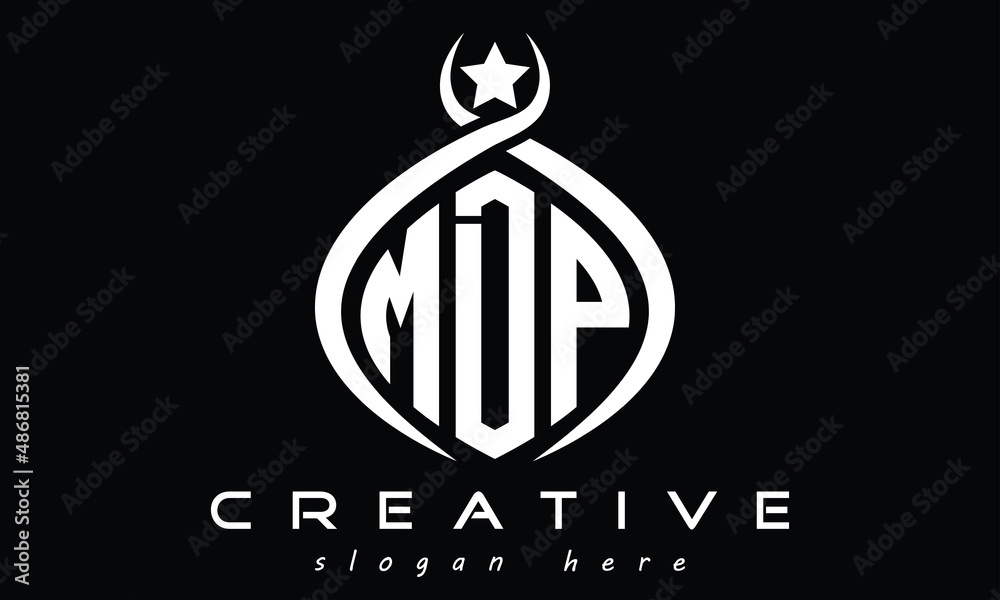 MDP three letters monogram curved oval initial logo design, minimalist ...