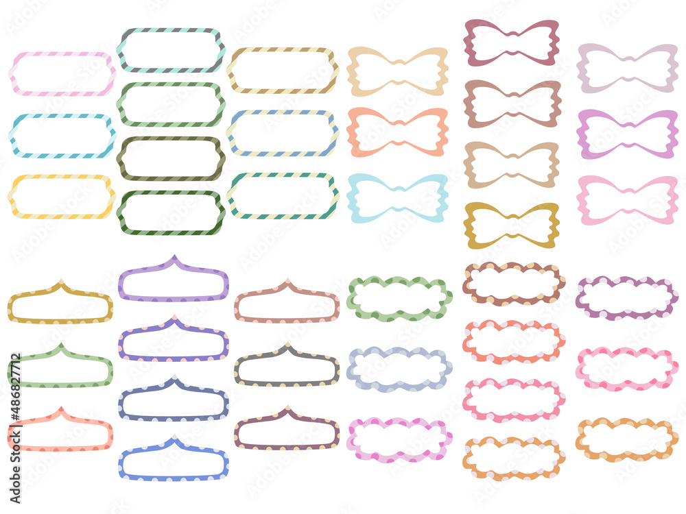 Bundle, cute patterned frame in pastel tones. Designed in doodle style ...