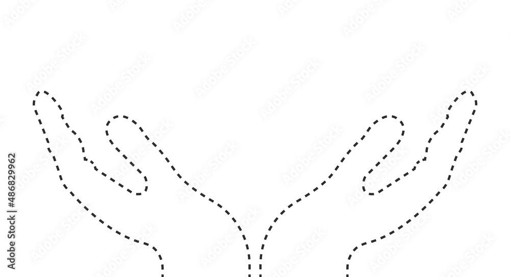 Saving hands black outline. Hand care design template. Flat vector ...