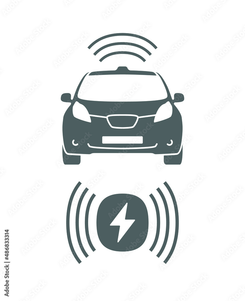 Wireless car charging station icon. Electric car charging illustration ...