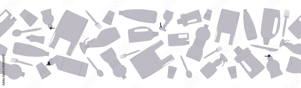 Plastic trash banner. Eco banner. Flat vector illustration. EPS10 Stock ...