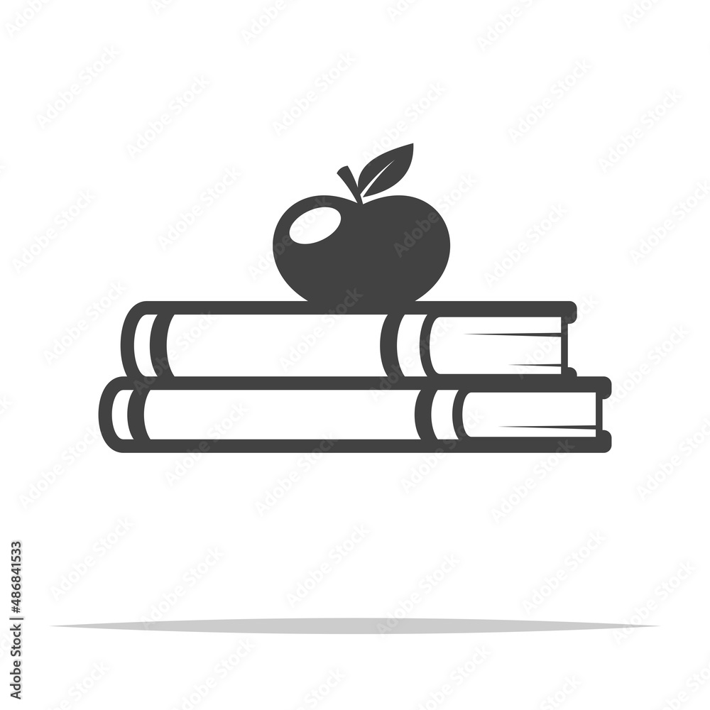 Apple on stacked books icon transparent vector isolated Stock Vector ...