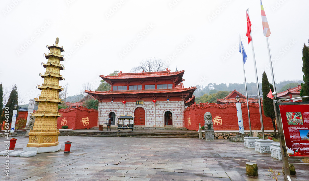 Jiujiang, China - February 3, 2022: Xilin Temple, a thousand-year-old ...