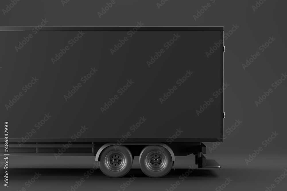 Long modern trailer isolated over black background. Mockup Stock ...