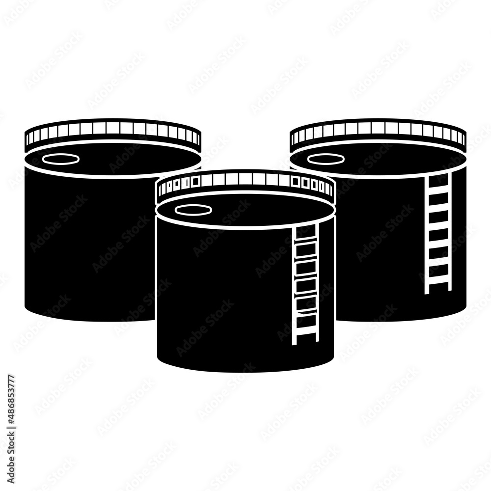 Tanks with oil storage icon black color vector illustration image flat ...