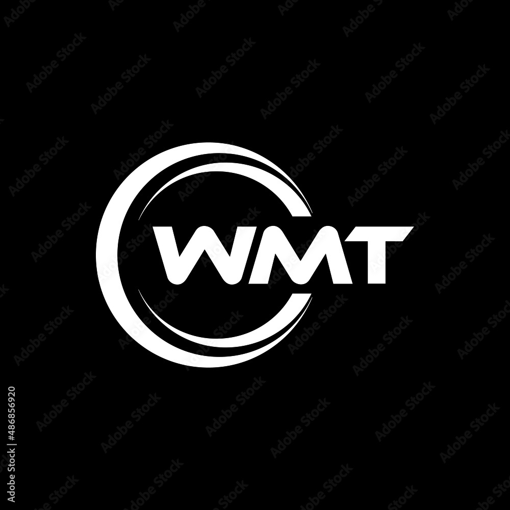 WMT letter logo design with black background in illustrator, vector ...