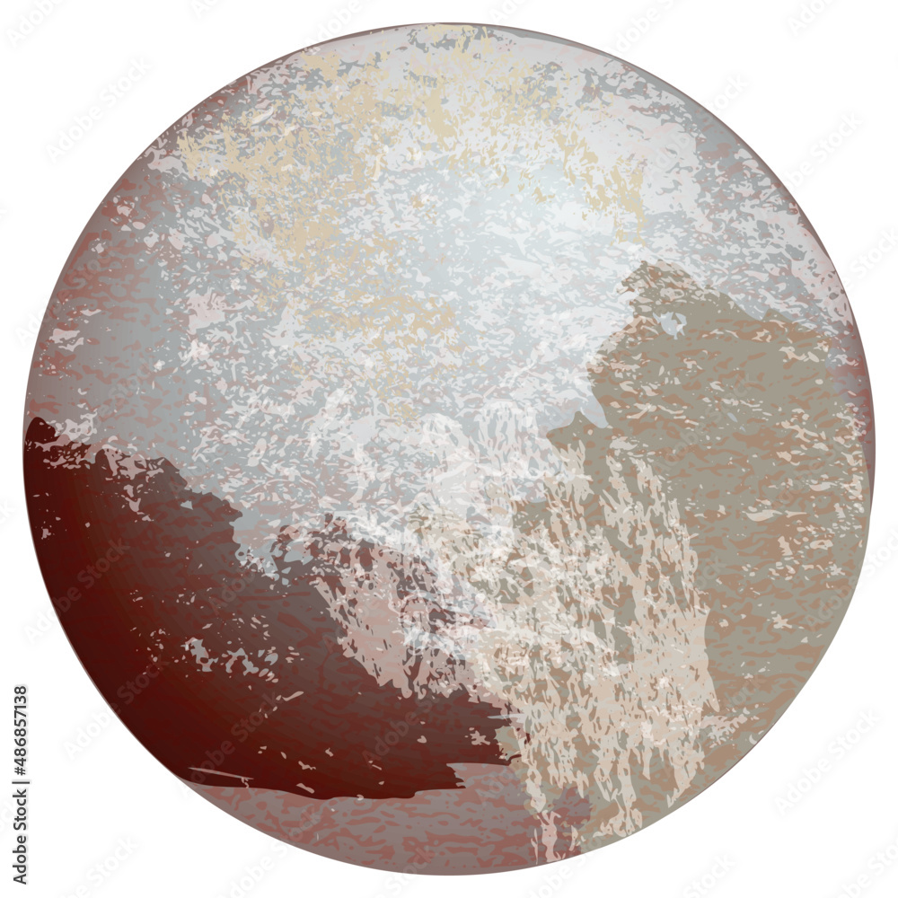 Brown-blue planet Pluto. Illustration of the space object in the Solar ...