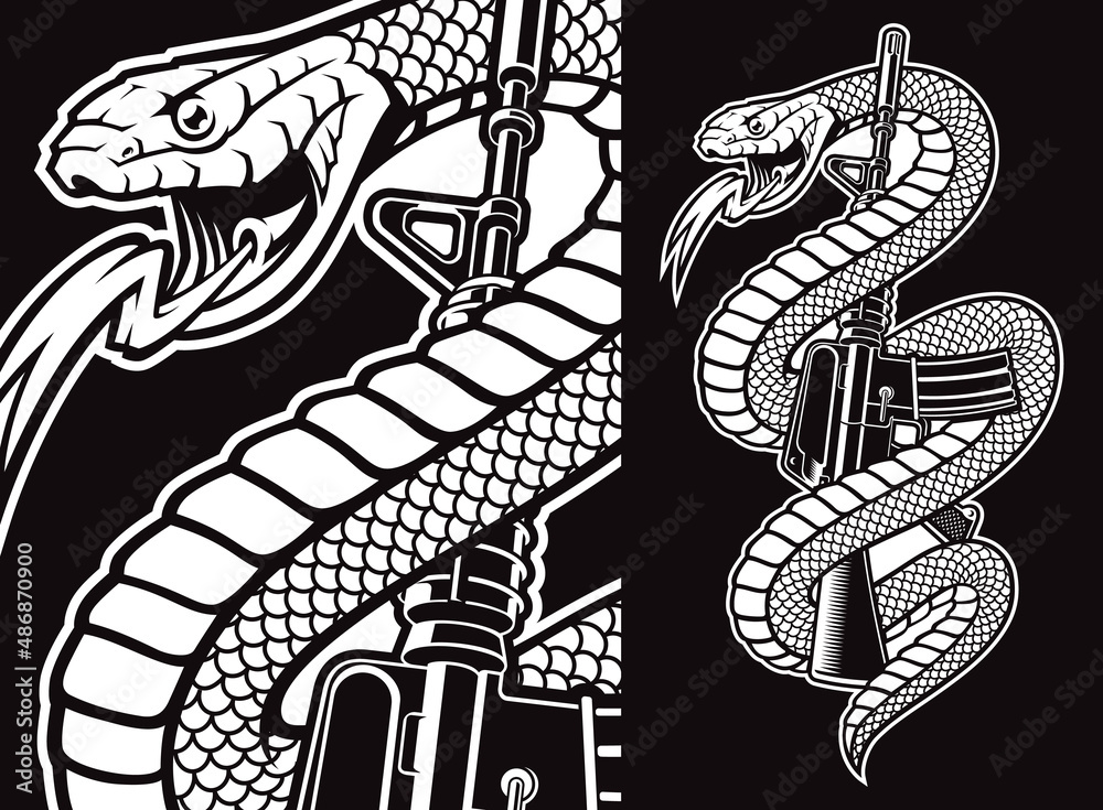 A vector illustration of a snake with an M16 rifle Stock Vector | Adobe ...