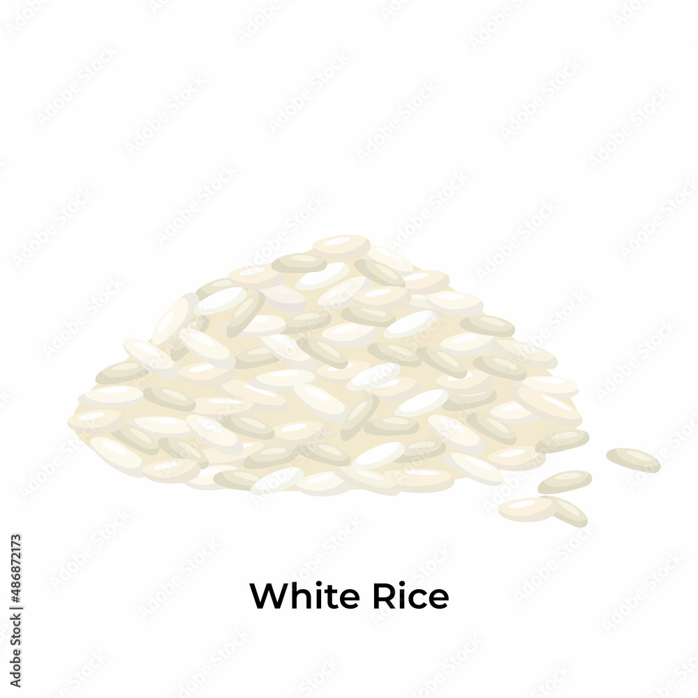 White rice. Vector stock illustration isolated on white background for ...