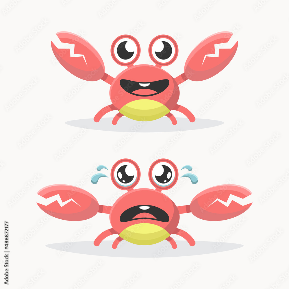happy and sad crab cartoon vector image Stock Vector | Adobe Stock