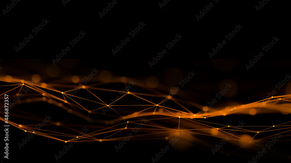 Orange abstract digital technology background with network connection ...