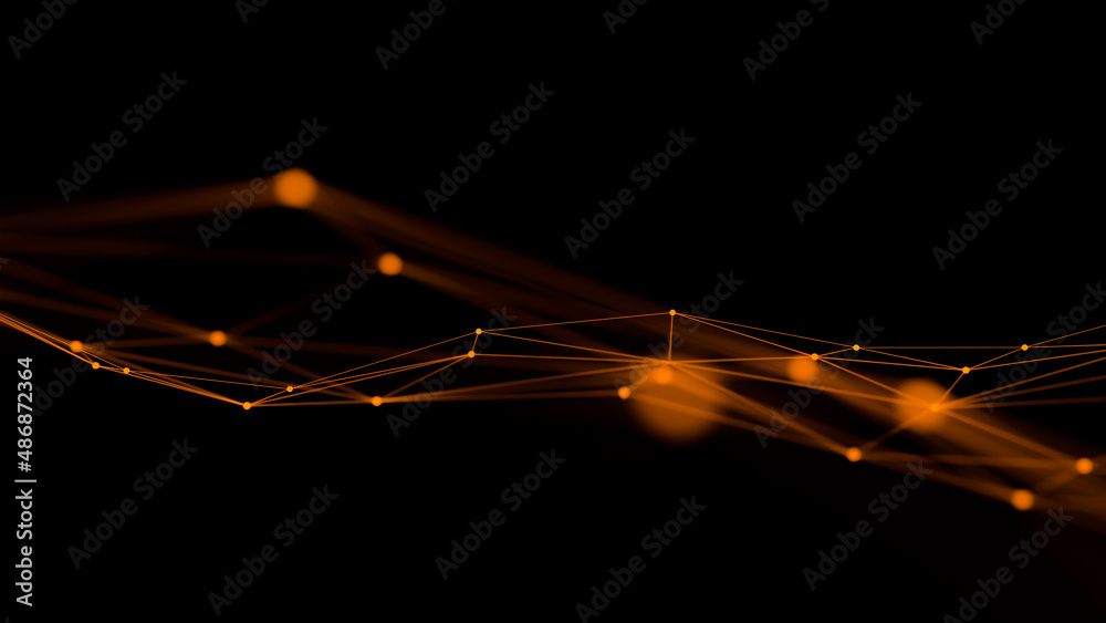 Orange abstract digital technology background with network connection ...