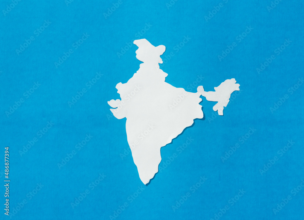 Paper cut India map isolated on Blue background. Stock Photo | Adobe Stock