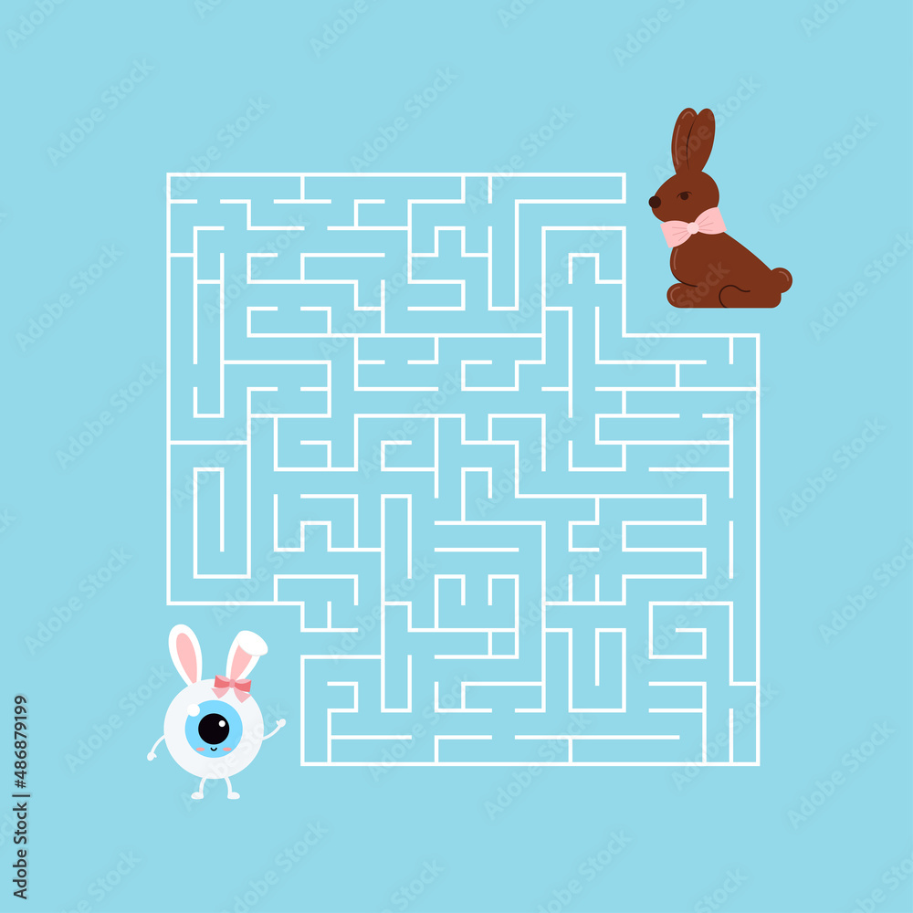 Easter eyeball kids maze game. Help eye ball girl with bunny ears to ...