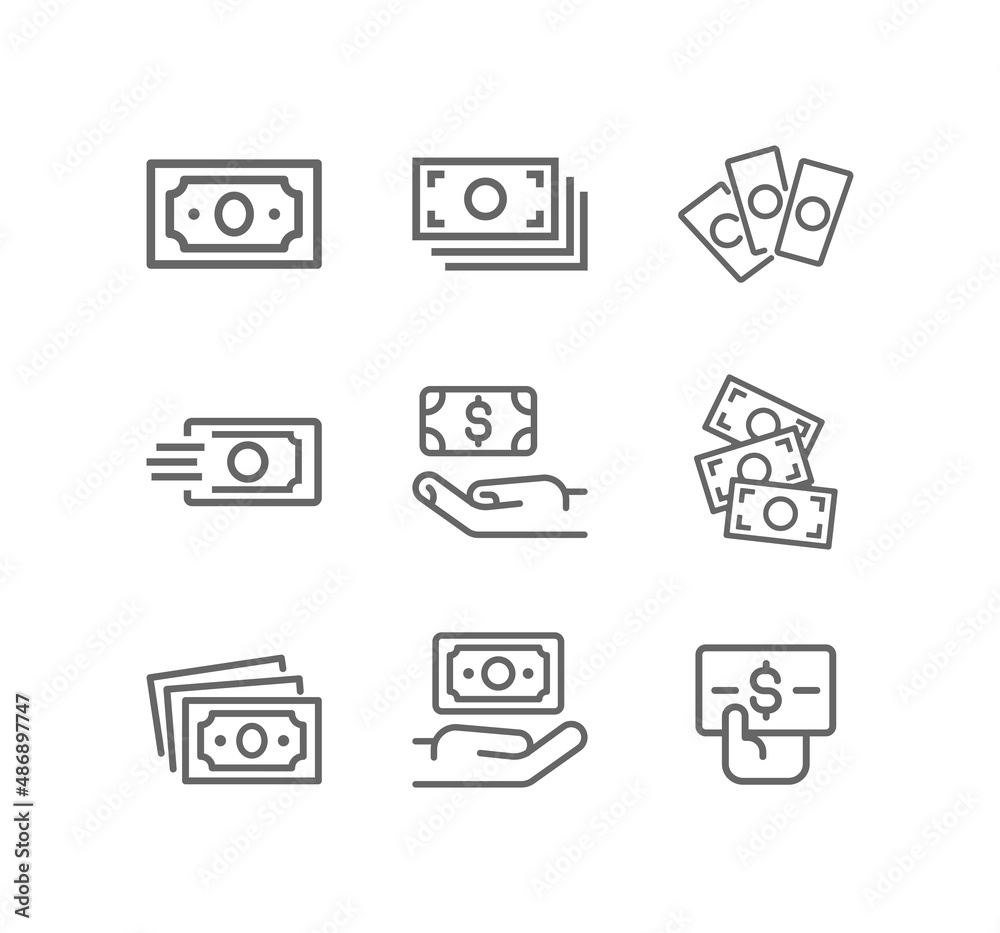 Money line icon set Stock Vector | Adobe Stock