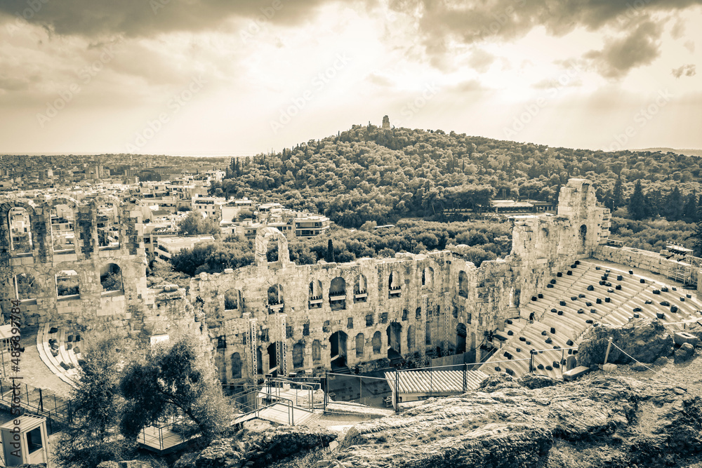 Acropolis of Athens Odeon of Herodes Atticus Amphitheater ruins Greece ...