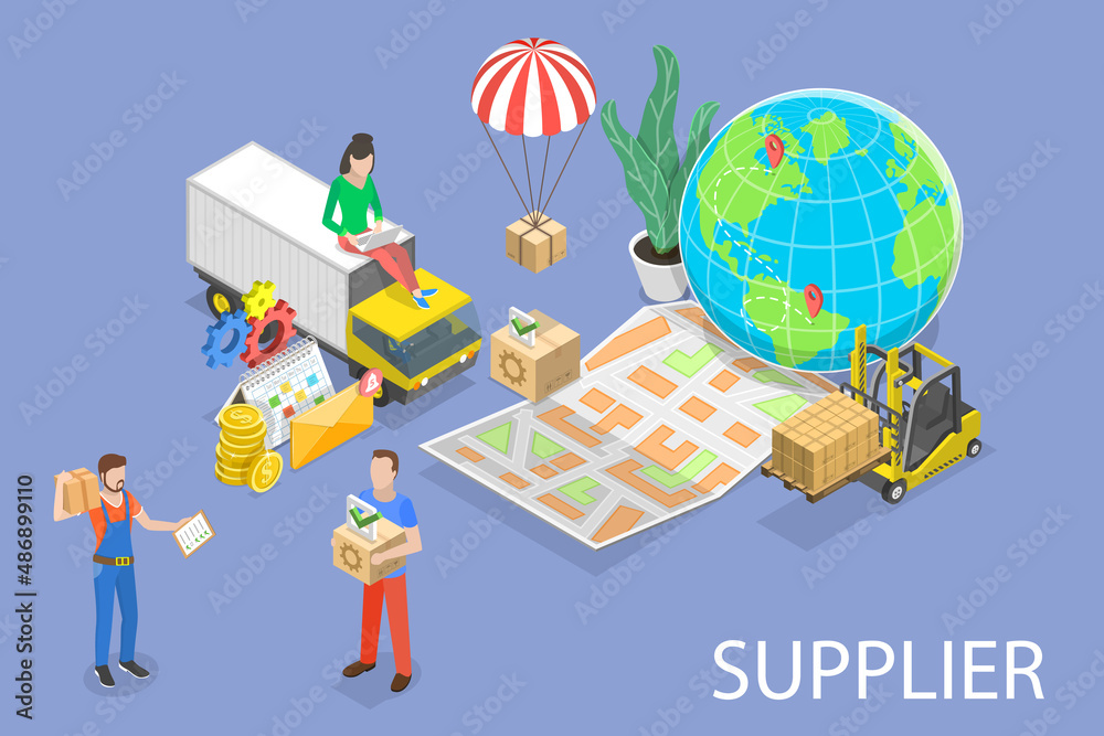 3D Isometric Flat Vector Conceptual Illustration of Supplier Management ...