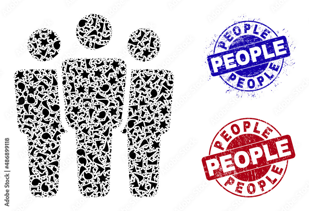 Round PEOPLE unclean stamps with caption inside round forms, and spall ...