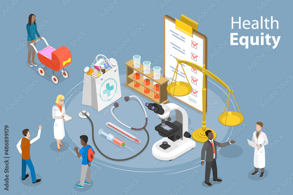 3D Isometric Flat Vector Conceptual Illustration of Health Equity ...