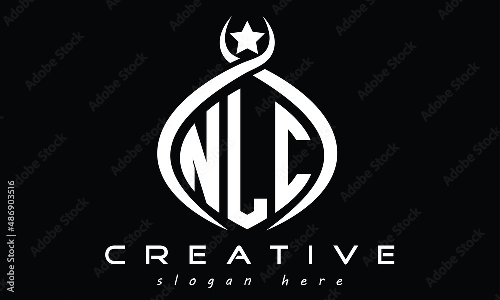 NLC three letters monogram curved oval initial logo design, geometric ...