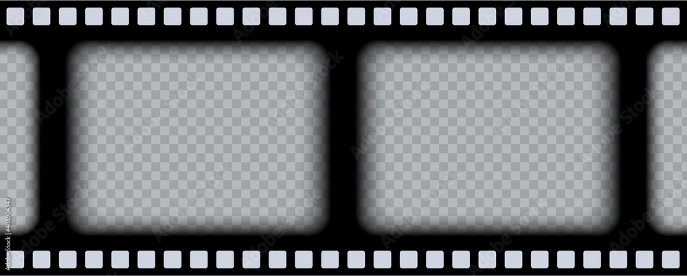 Old black cinematic frame on a transparent background. Vintage video or ...