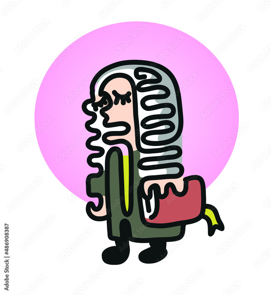 Cartoon style illustration of judge in wig. Line drawing illustration ...