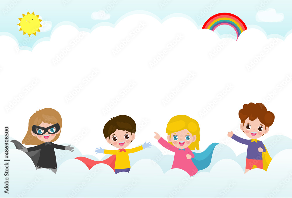 superhero kids at playground, Template for advertising brochure,your ...