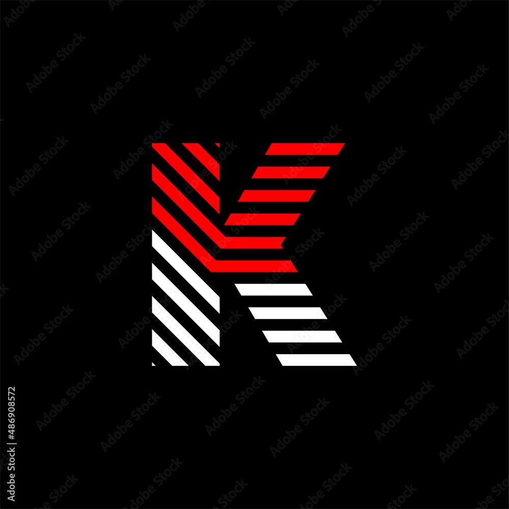 Abstract Letter K Line. Transition color linear logo. Linear modern ...