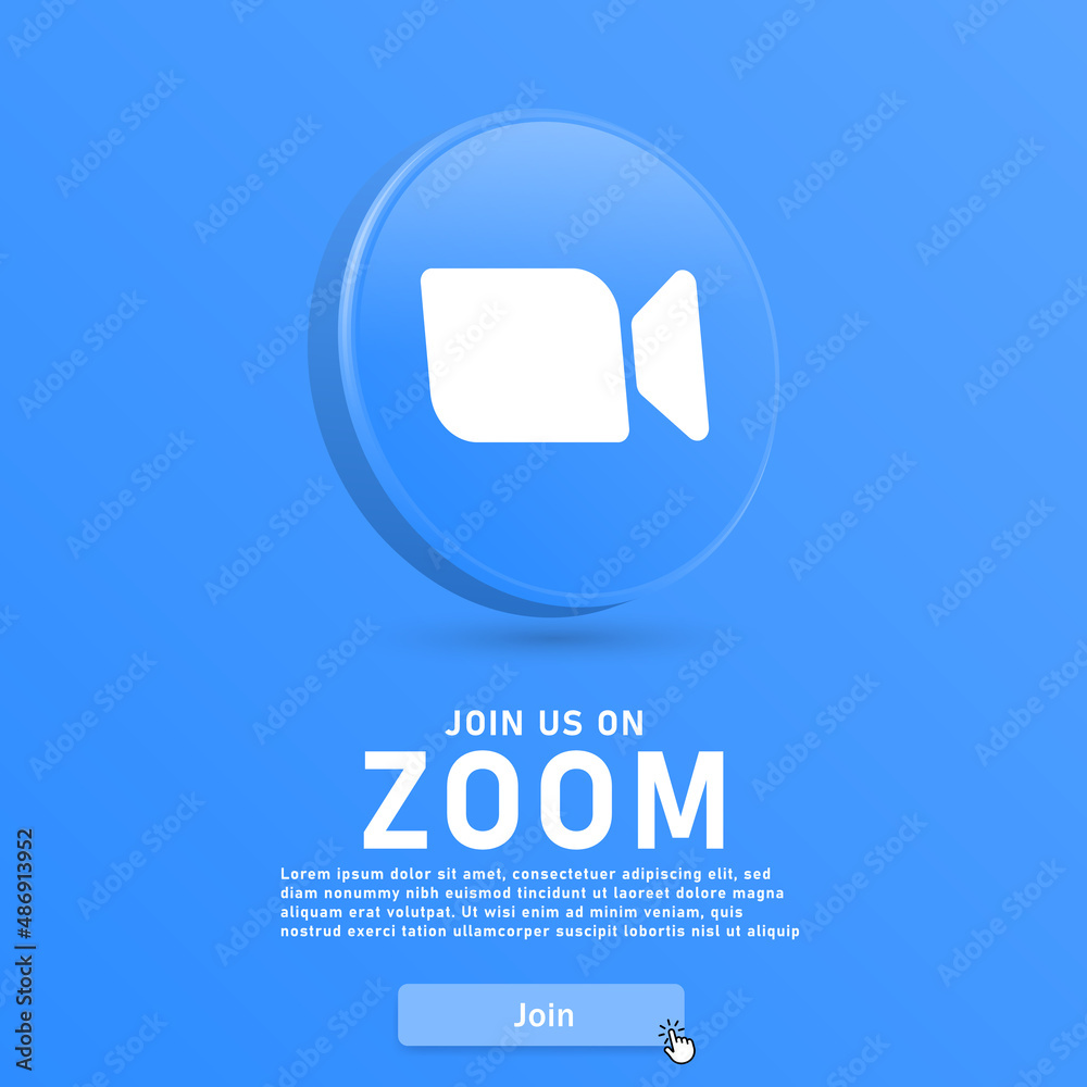 follow us on zoom meeting for social media icons banner in 3d round ...